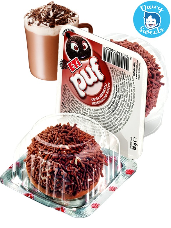 Marshmallow con Galleta y Virutas de Chocolate | Puf | Dairy Sweets 18g ...